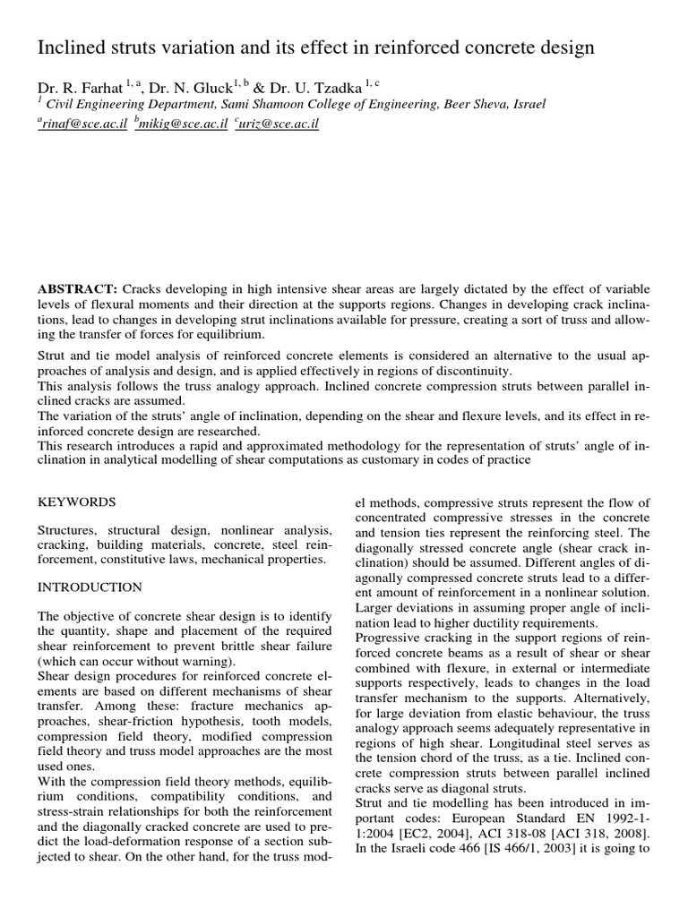 Inclined Struts - RC Structure | PDF | Stress (Mechanics) | Fracture