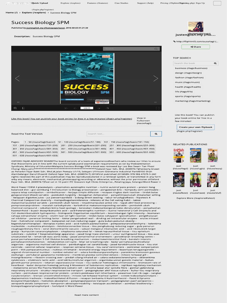 Success Biology SPM Pages 1 50 Text Version Flipht | PDF