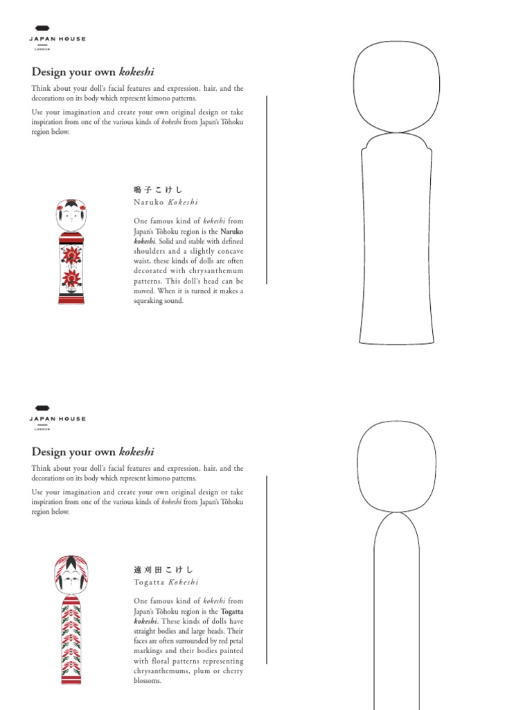 Design Your Own Kokeshi Templates | PDF | Dummies And Mannequins ...