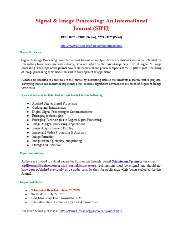Signal & Image Processing Journal | PDF | Art