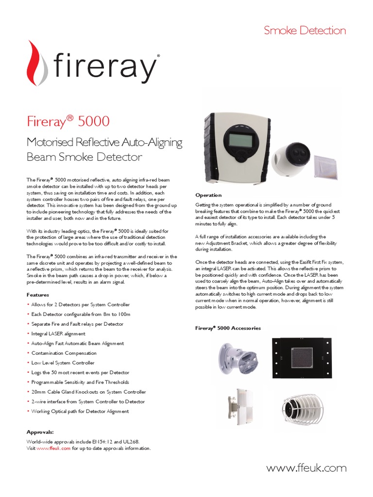 Fireray 5000: Motorised Reflective Auto-Aligning Beam Smoke Detector | PDF | Electrical Wiring ...