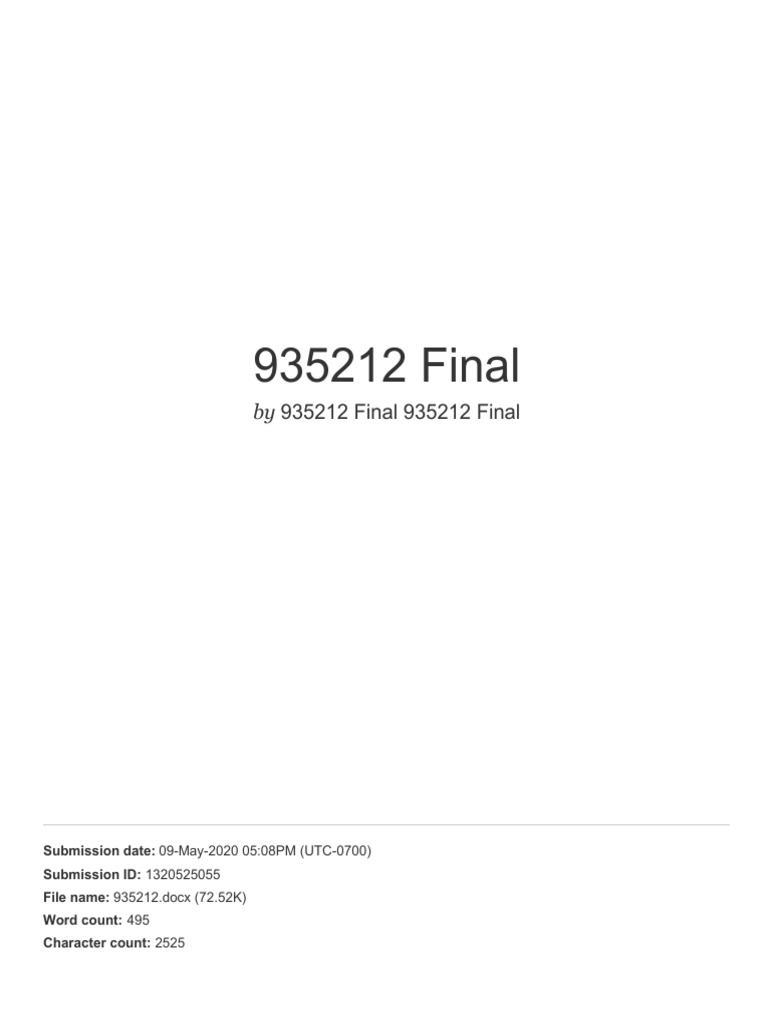 935212 Final Submission Report | PDF