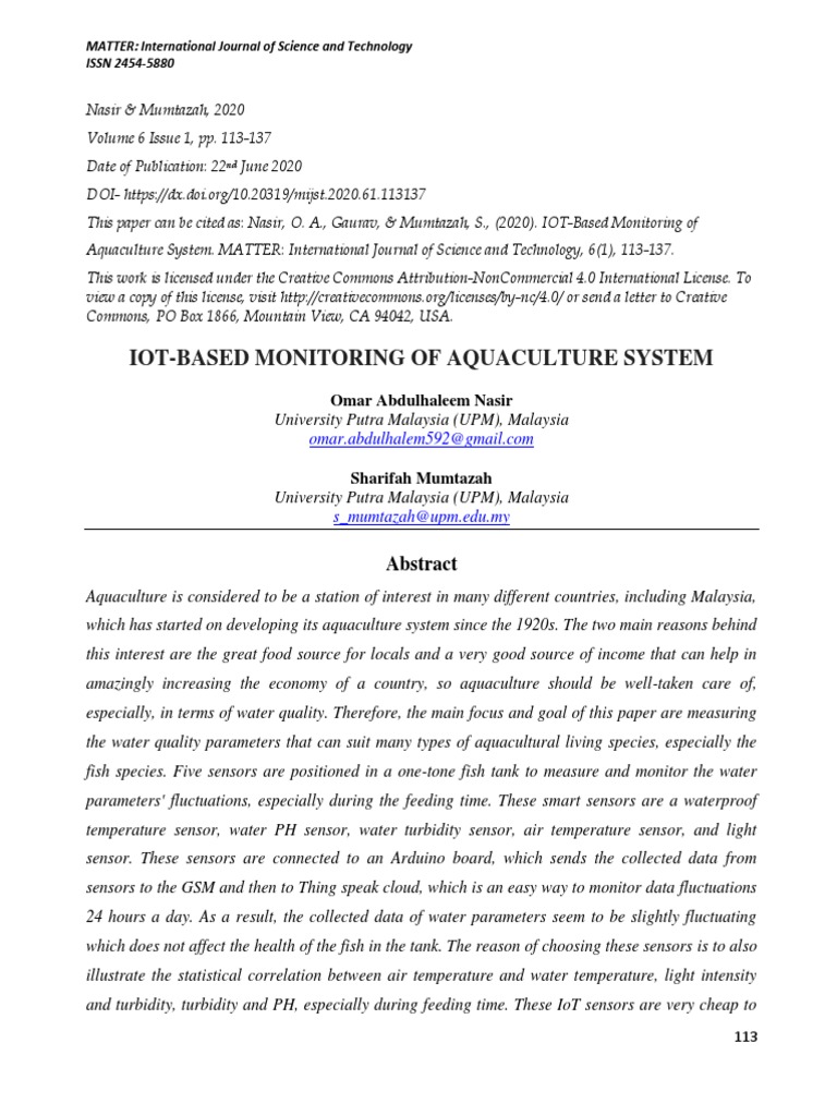 Iot-Based Monitoring of Aquaculture System | PDF | Water Quality ...