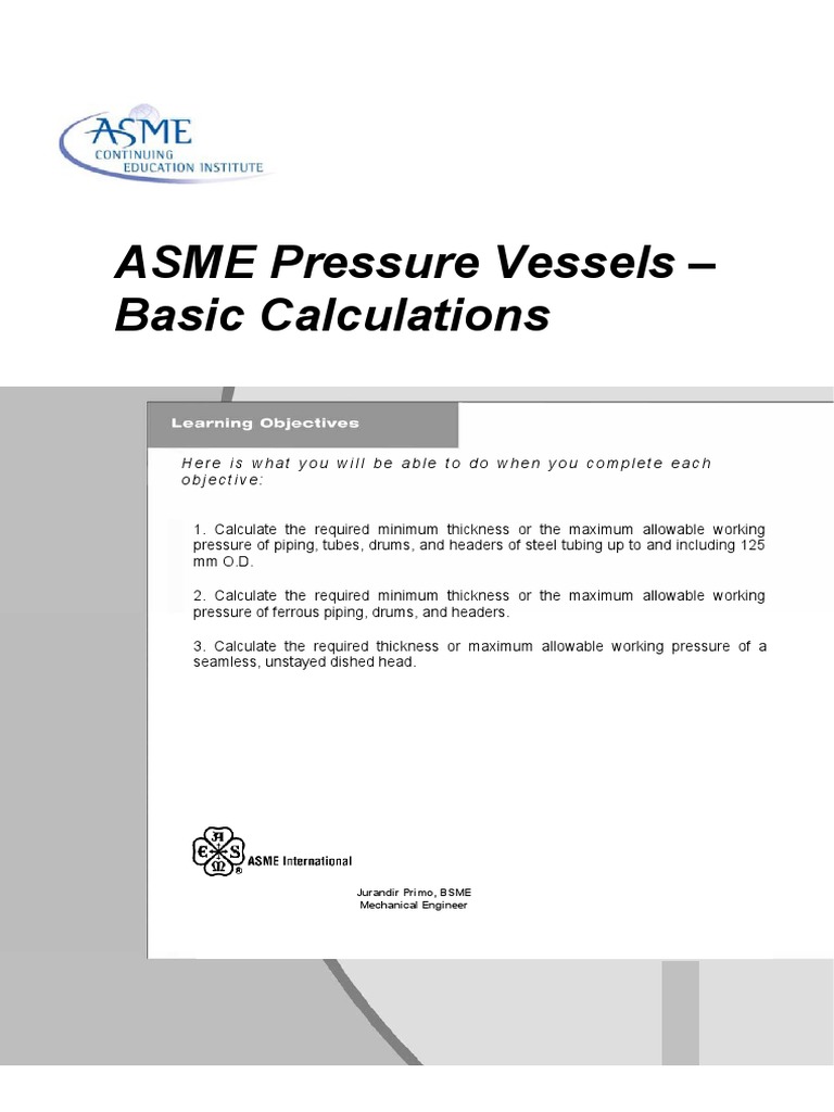 ASME Pressure Vessels Basic Calculations | PDF