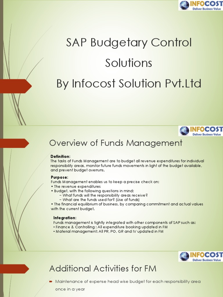 SAP Budgetary Control Solutions | PDF | Expense | Budget