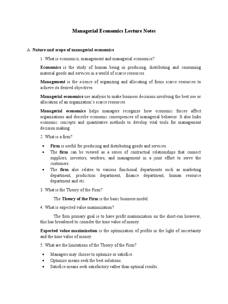 Managerial Economics Overview | PDF | Demand | Price Elasticity Of Demand