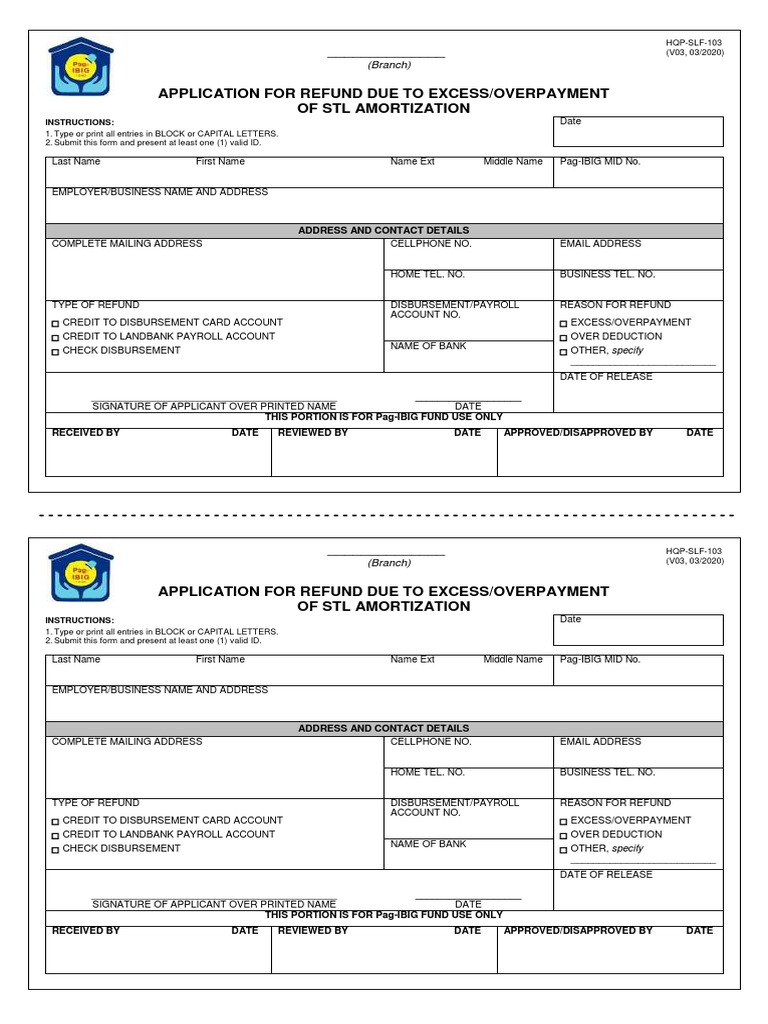 Pag-IBIG Refund Application Form | PDF | Payroll | Business