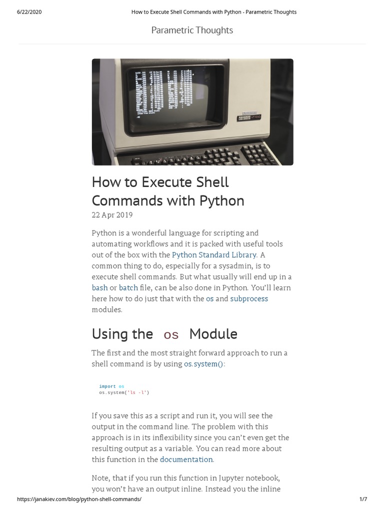 How To Execute Shell Commands With Python Parametric Thoughts Pdf Command Line Interface 