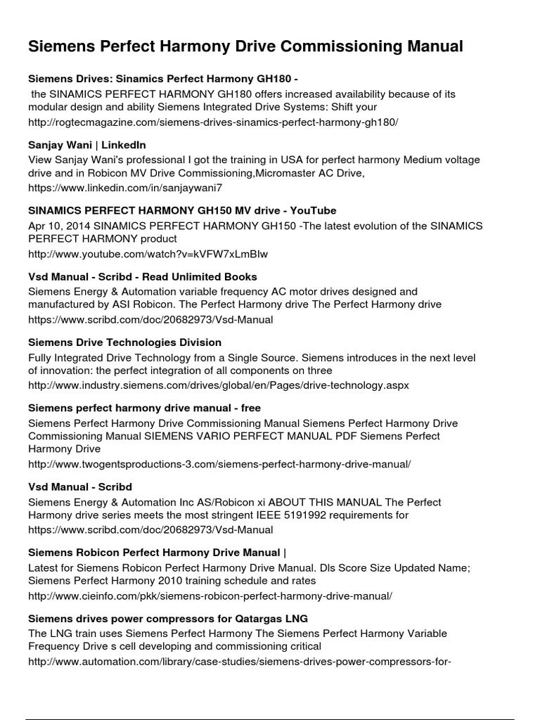Siemens Perfect Harmony Drive Commissioning Manual | PDF | Siemens ...