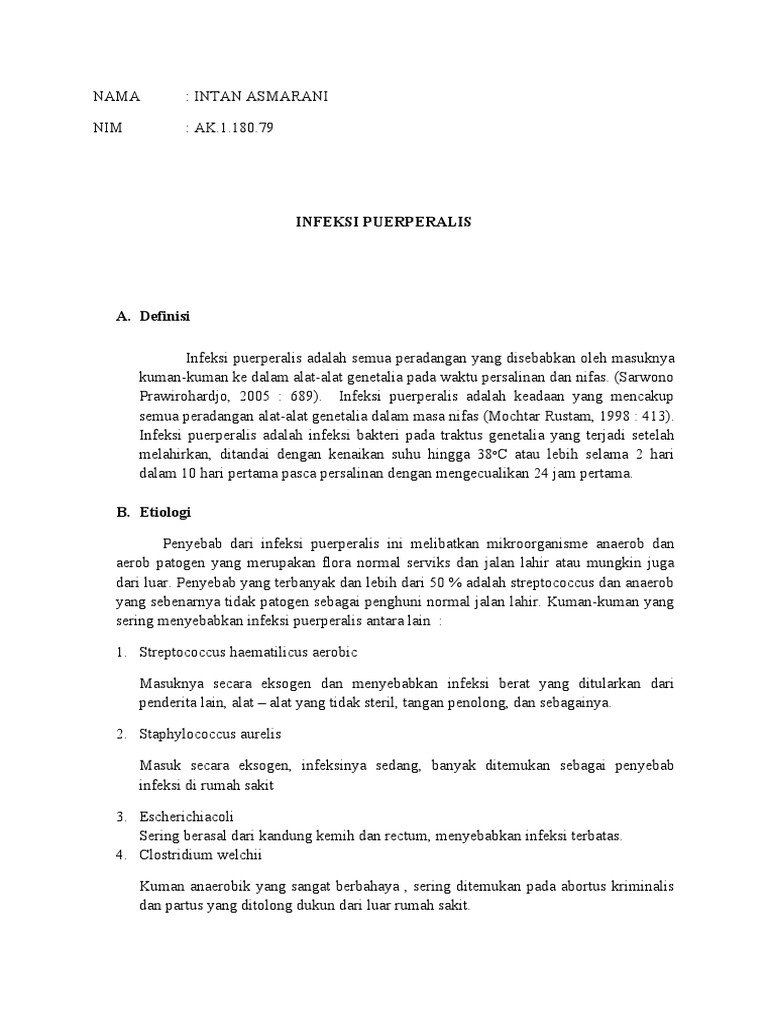 Infeksi Puerperalis: Gejala dan Penyebab | PDF | Kesehatan Holistik