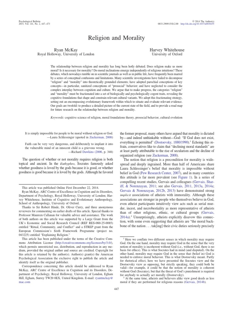 Religion and Morality | PDF | Morality | Evolution
