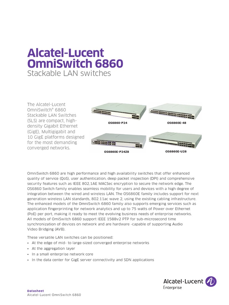 Omniswitch 6860 Datasheet en | PDF | Computer Network | Network Switch