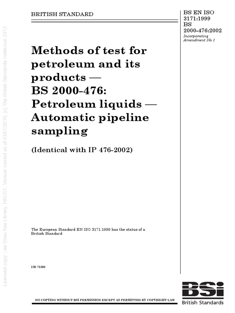 Methods of Test For Petroleum and Its Products - BS 2000-476: Petroleum ...
