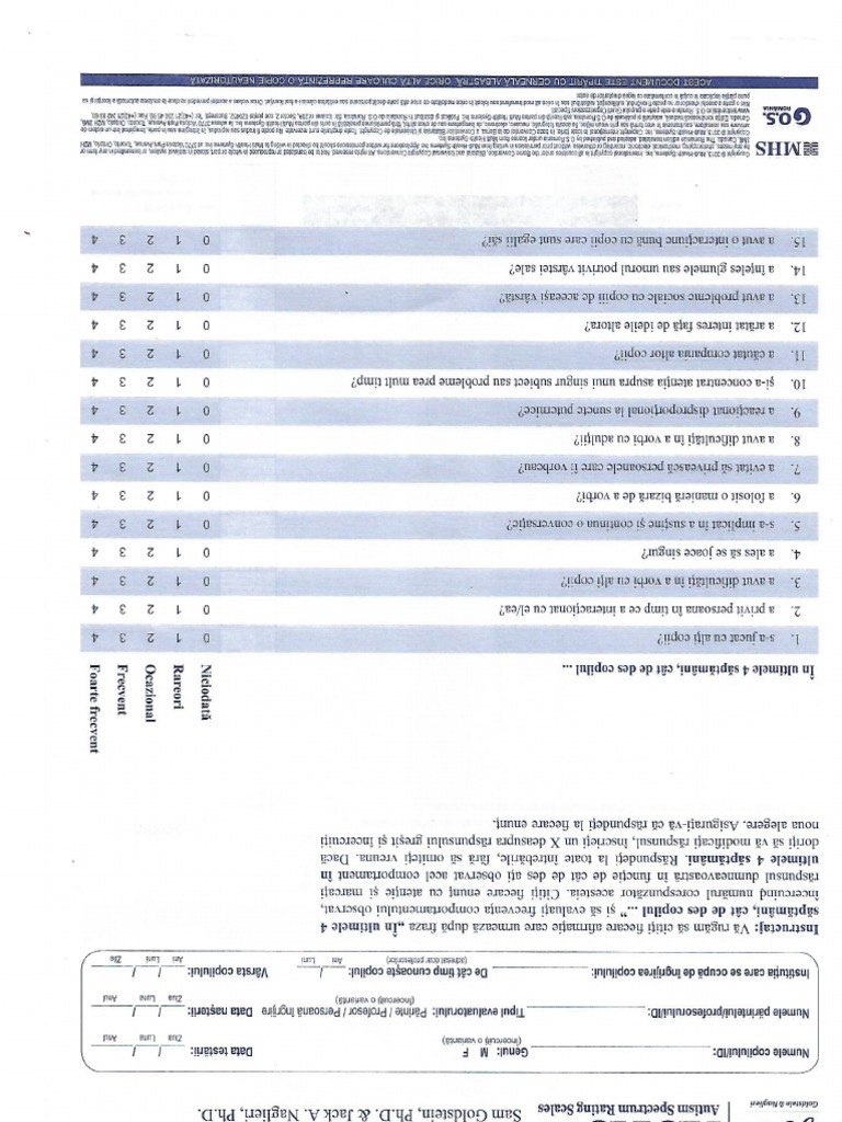 Autism Spectrum Rating Scales | PDF