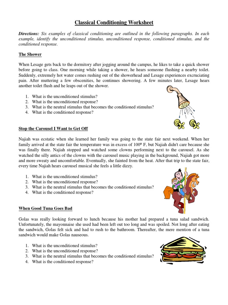Classical Conditioning Worksheet | PDF | Classical Conditioning | Behaviorism
