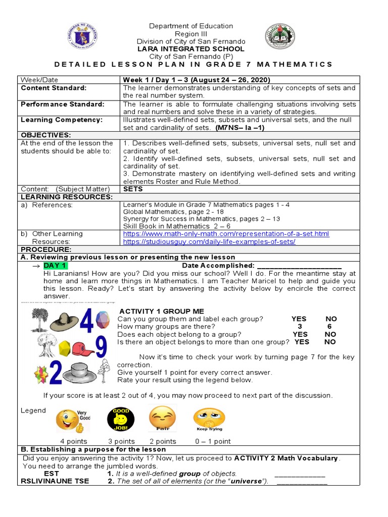 Learner's Module in Grade 7 Mathematics Pages 1 - 4 Global Mathematics ...