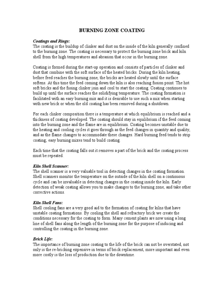 Burning Zone Coating in Kilns | PDF | Combustion | Brick