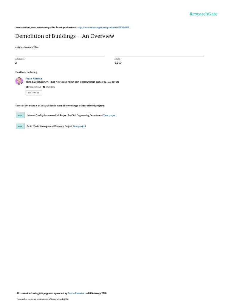 Demolition of A Building | PDF | Demolition | Recycling