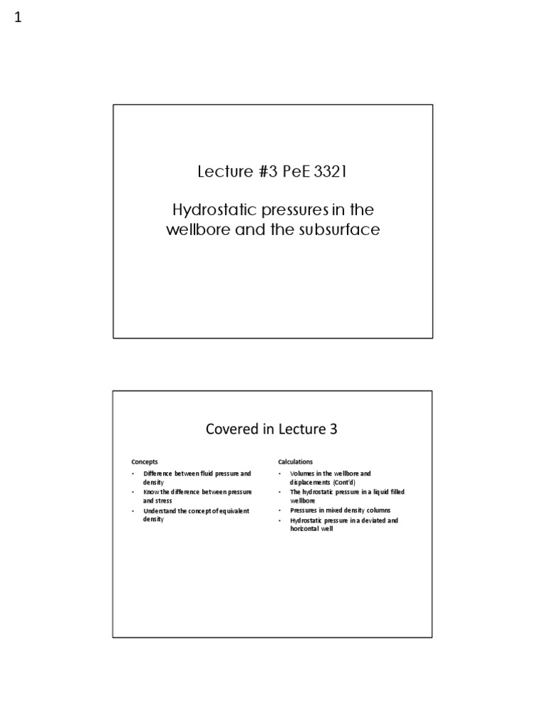 Lecture 3 Drilling Engineering Pdf Pressure Casing Borehole
