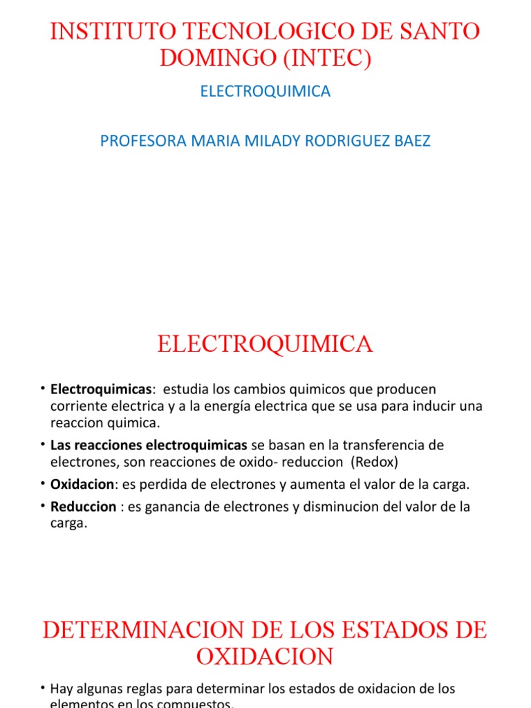 Diapositivas de Electroquimica | PDF | Redox | Electroquímica