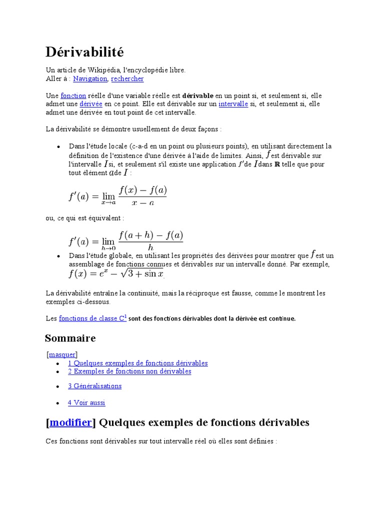 Dérivabilité | PDF | Fonction (Mathématiques) | Fonction trigonométrique