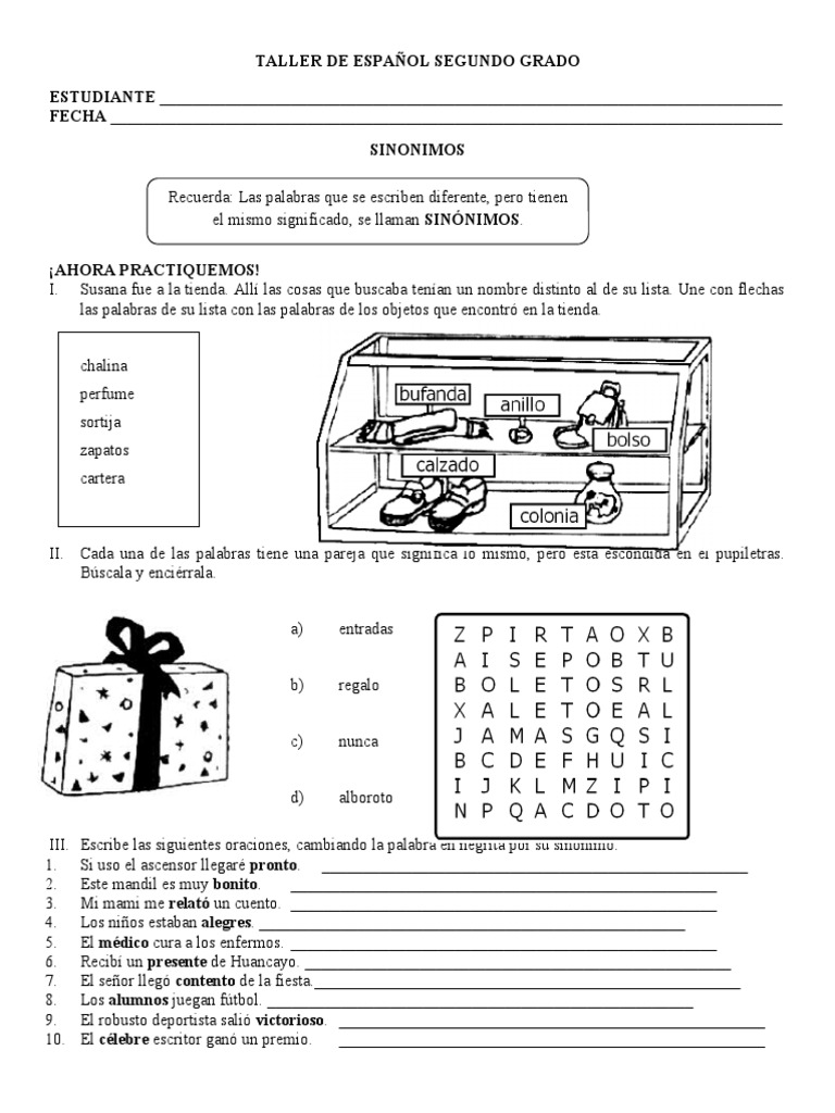 Taller de Español Segundo Grado | PDF