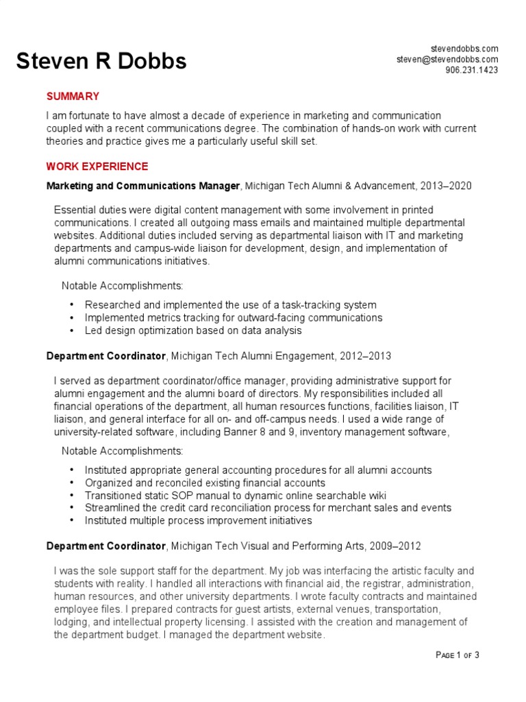 Steven R Dobbs: Marketing and Communications Manager | PDF | New Mexico ...