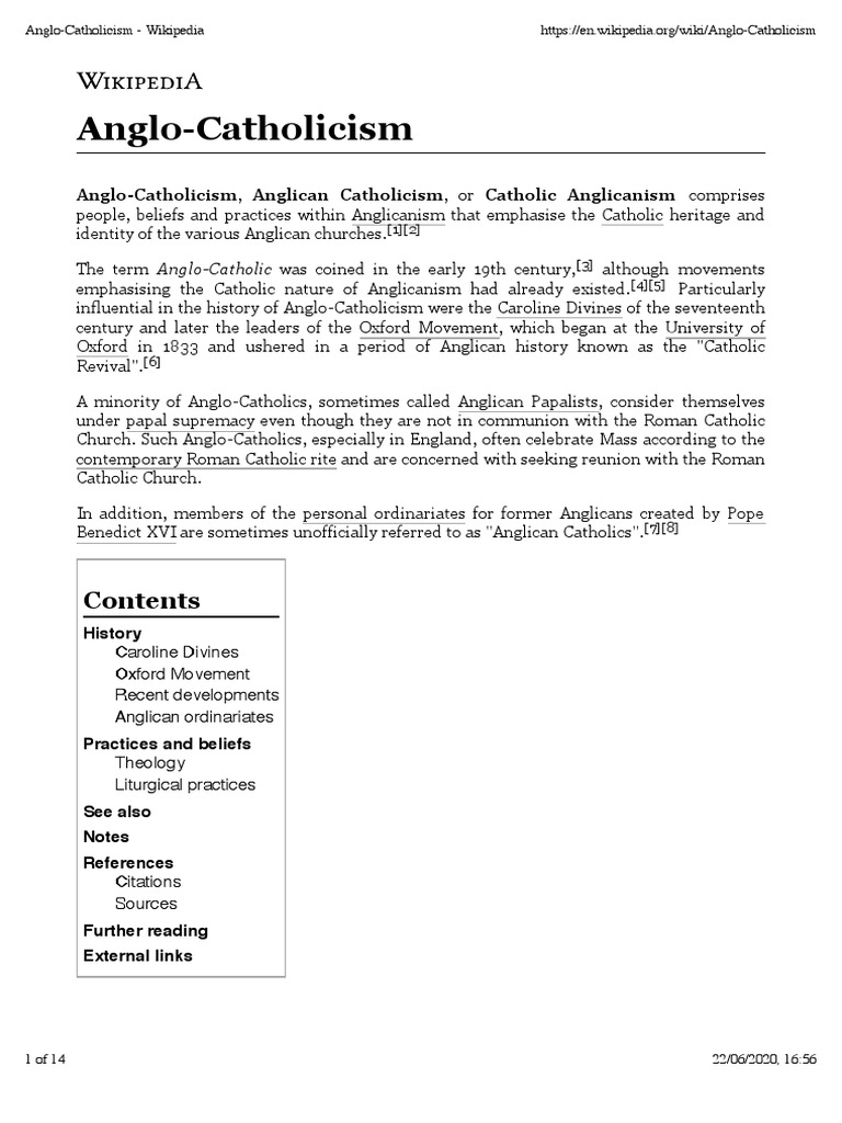 Anglo-Catholicism - Wikipedia | PDF | Anglicanism | Christian ...
