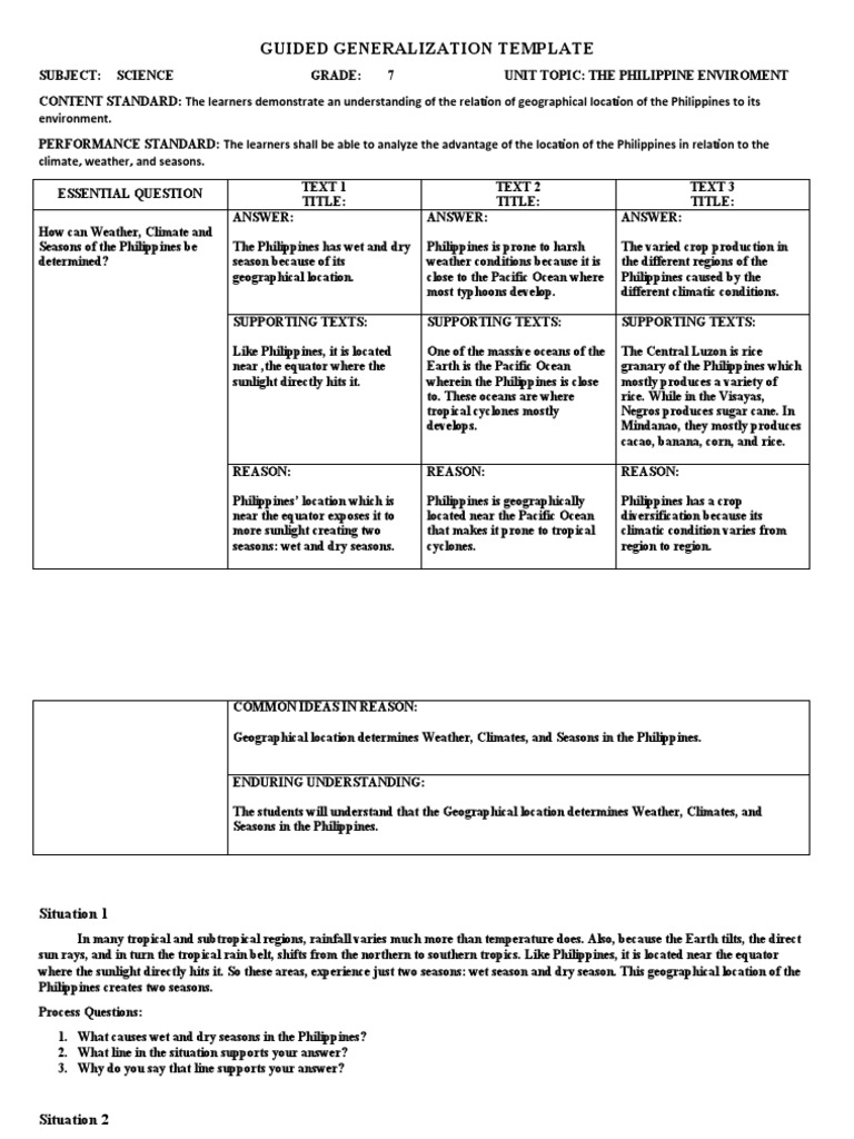 10 - Guided Generalization Template | PDF | Tropics | Weather