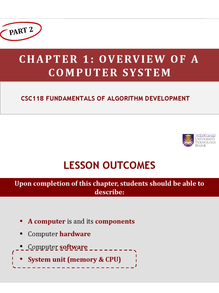 Chapter 1: Overview of A Computer System: Csc118 Fundamentals of Algorithm Development | PDF ...