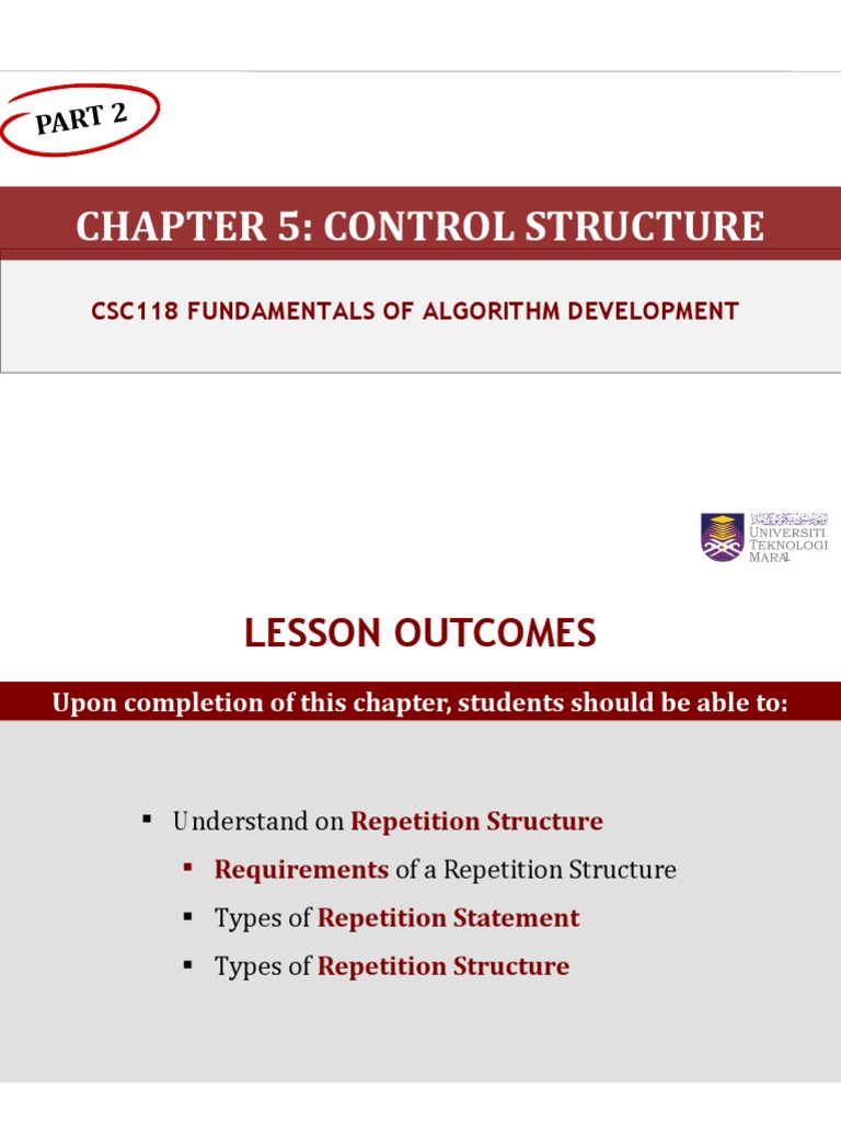 Chapter 5: Control Structure: Csc118 Fundamentals of Algorithm Development | PDF | Iteration ...