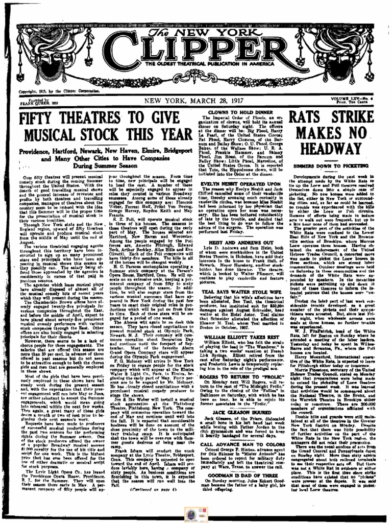 New York NY Clipper 1917-1918 | PDF | Entertainment | Performing Arts