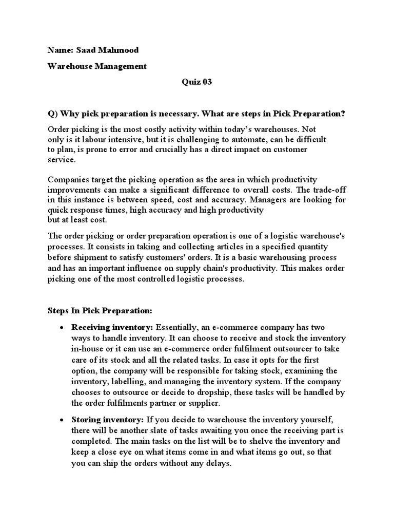 Why Pick Preparation Is Necessary. What Are Steps in Pick Preparation ...