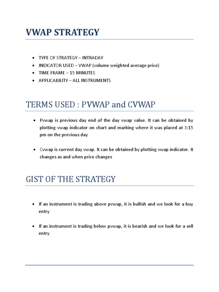 Vwap Strategy: Terms Used: Pvwap and Cvwap | PDF