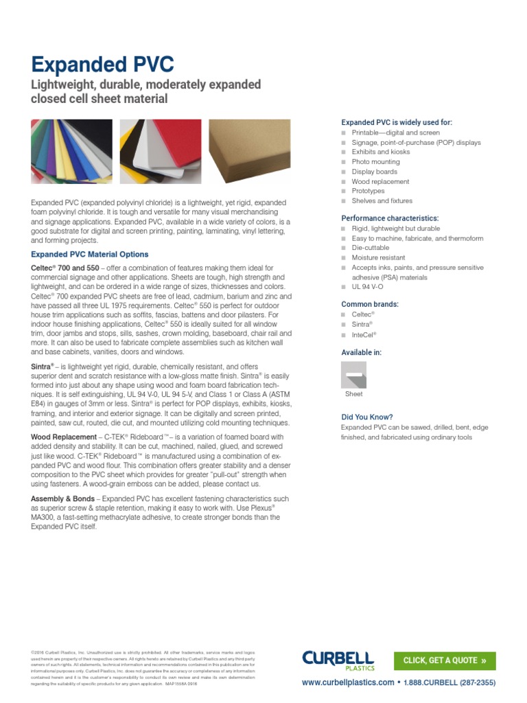 Expanded PVC: Lightweight, Durable, Moderately Expanded Closed Cell ...