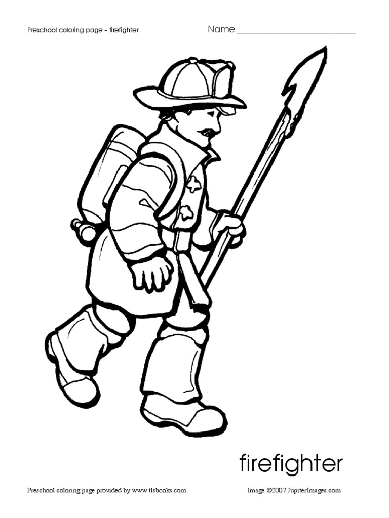 Firefighter: Preschool Coloring Page - Firefighter | PDF