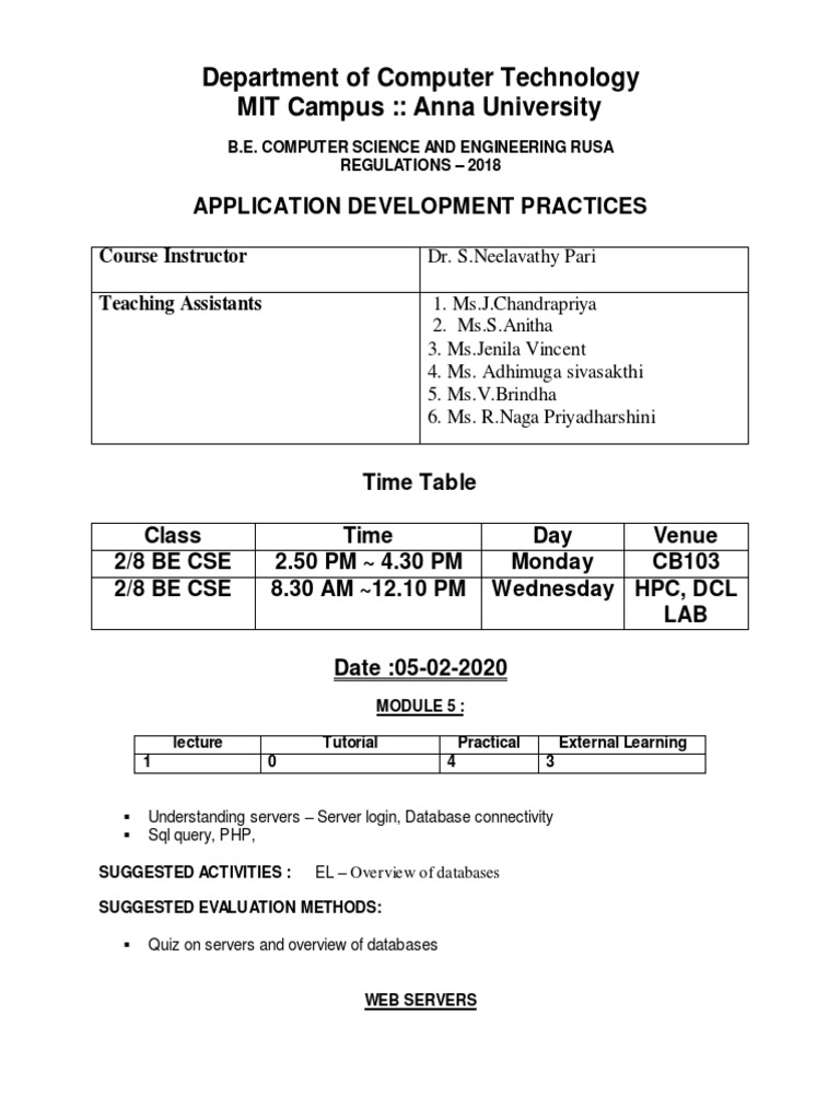 Department of Computer Technology MIT Campus:: Anna University | PDF ...