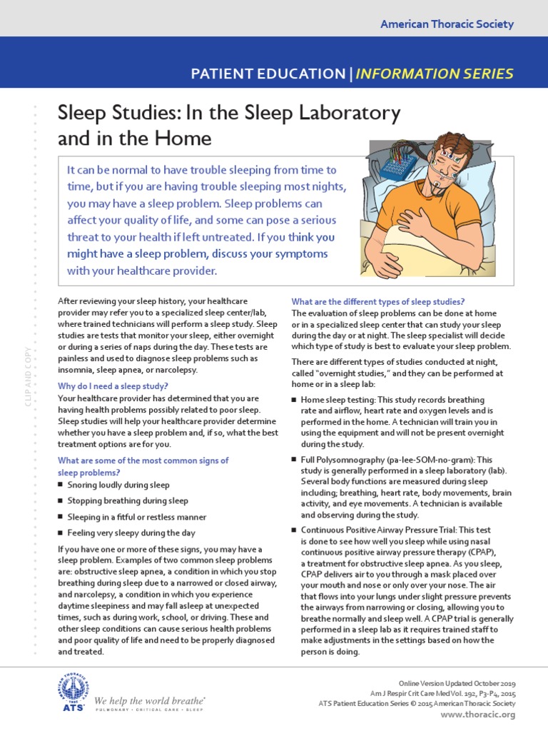 Sleep Studies: in The Sleep Laboratory and in The Home: Patient ...