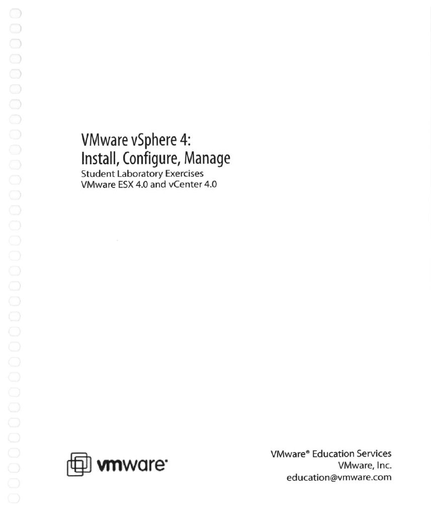 Official Vmware VSphere 4 - Install Configure Manage Student Laboratory Exercises | PDF