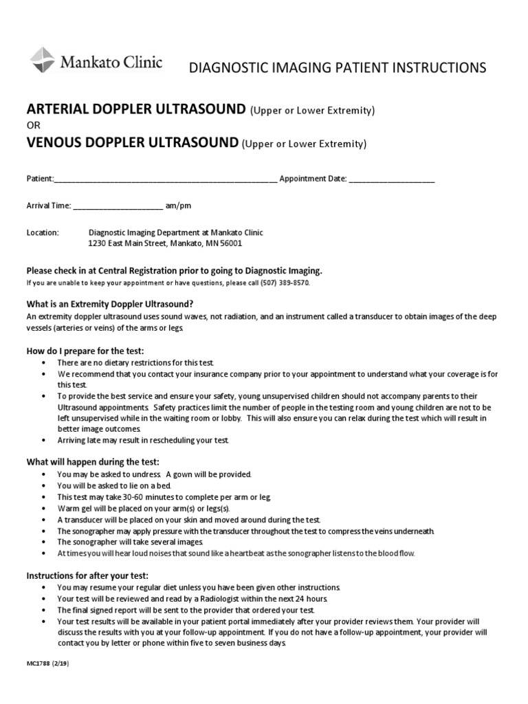Preparing for an Arterial or Venous Doppler Ultrasound of the ...