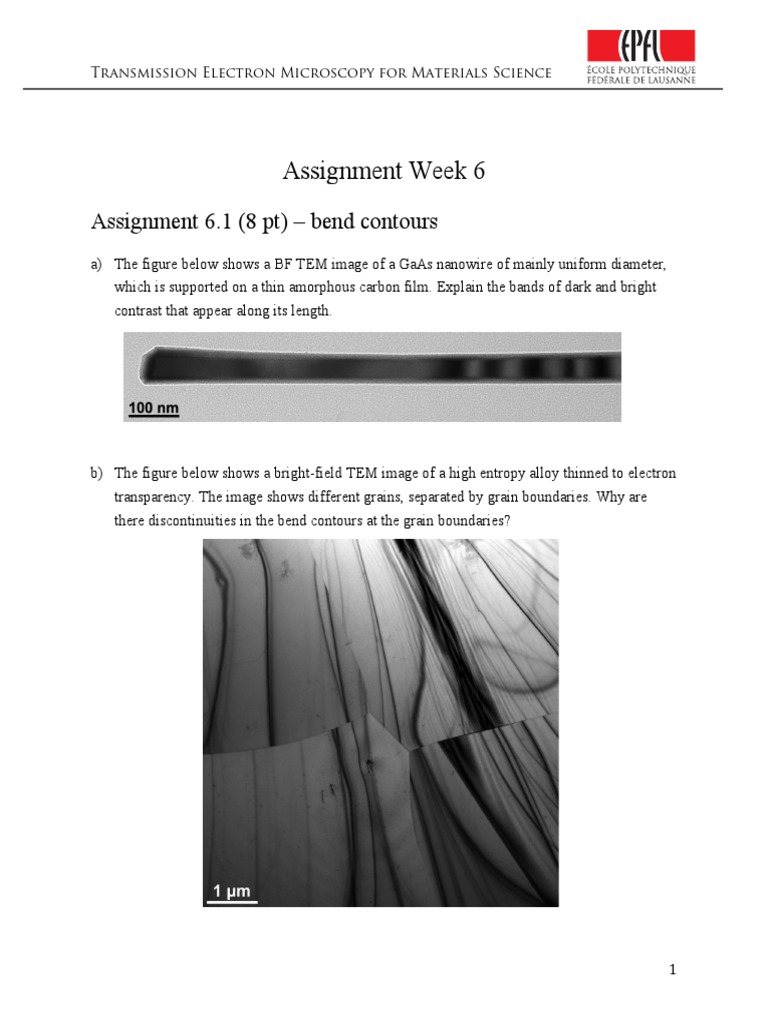 Assignments Week6 | PDF | Transmission Electron Microscopy | Electron ...