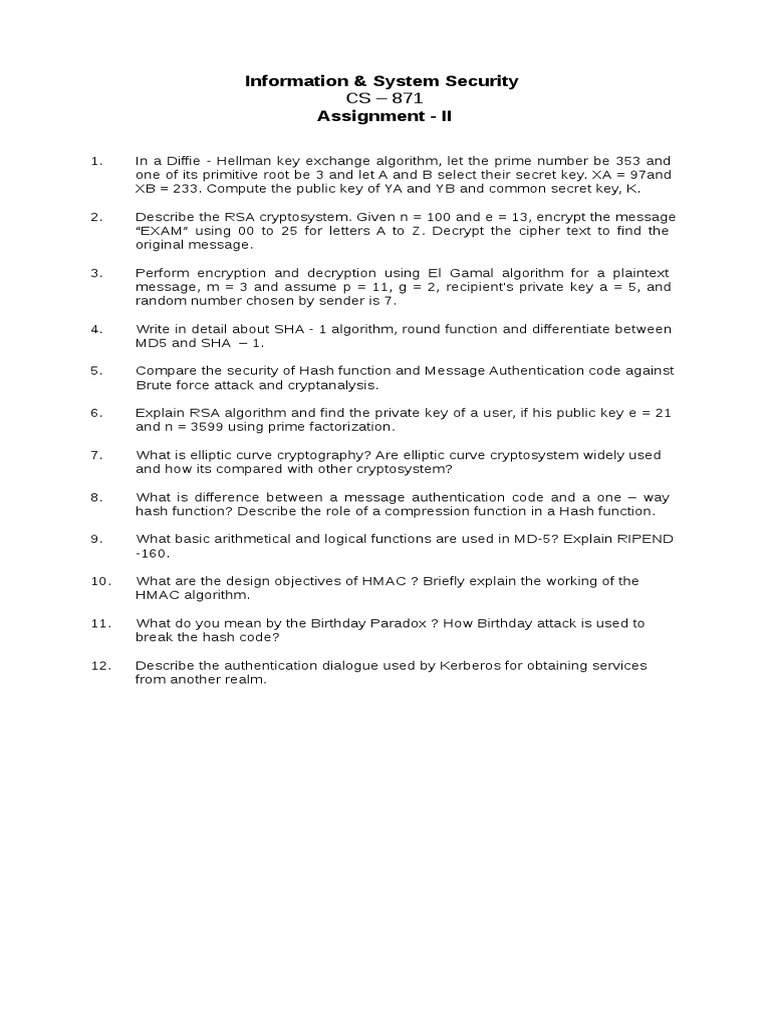 Information & System Security Assignment - II | PDF