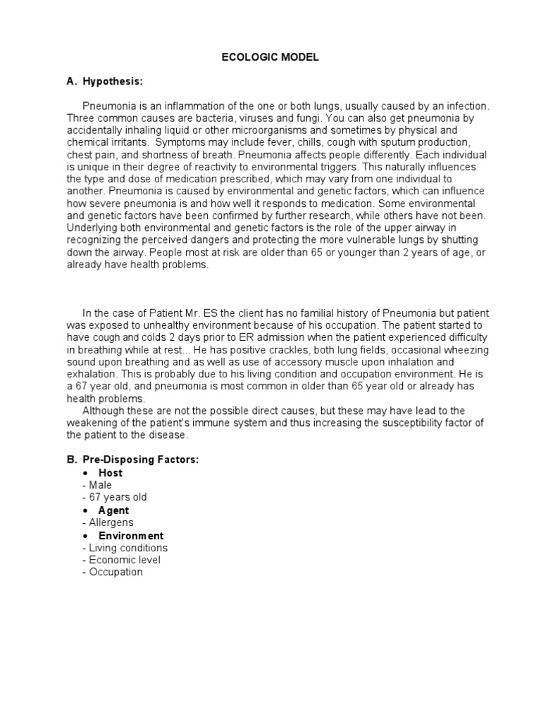 Ecologic Model | PDF | Pneumonia | Medicine