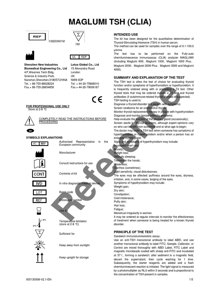 Reference: Maglumi TSH (Clia) | PDF | Thyroid Stimulating Hormone ...