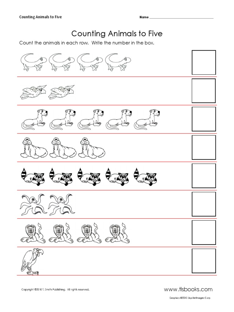 Counting Worksheets 1-5 Animals Clothes Vehicles Bugs Keys | PDF