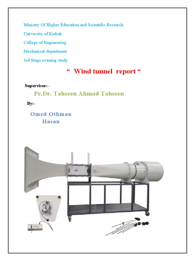 " Wind Tunnel Report ": PR - Dr. Tahseen Ahmad Tahseen | PDF | Wind Tunnel | Aerodynamics