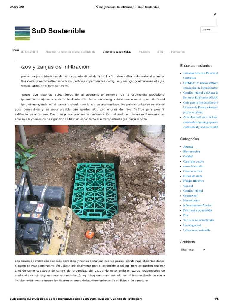 Pozos y Zanjas de Infiltración - SuD Sostenible | PDF | Ajedrez