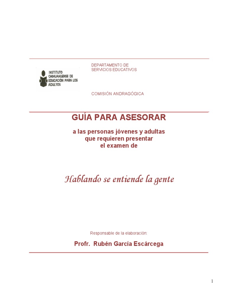 Guía de Estudio: Hablando se Entiende | PDF | Comunicación no verbal ...