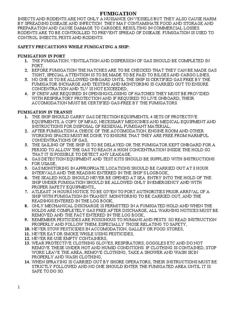 FUMIGATION | Download Free PDF | Ships | Personal Protective Equipment