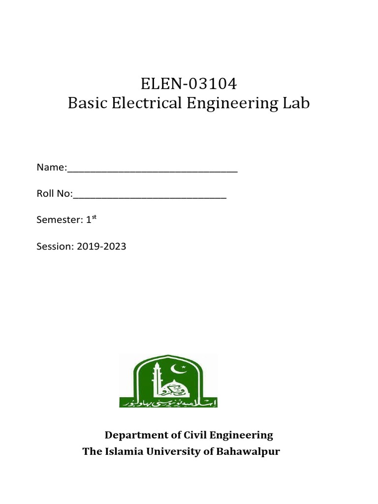 ELEN-03104 Basic Electrical Engineering Lab | PDF